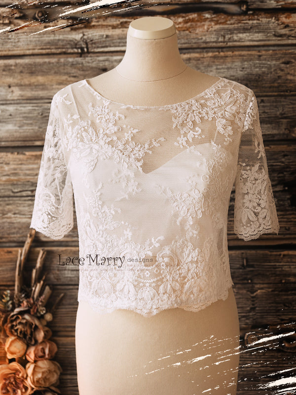LYSSA #1 / Bridal Bolero with Sleeves - LaceMarry